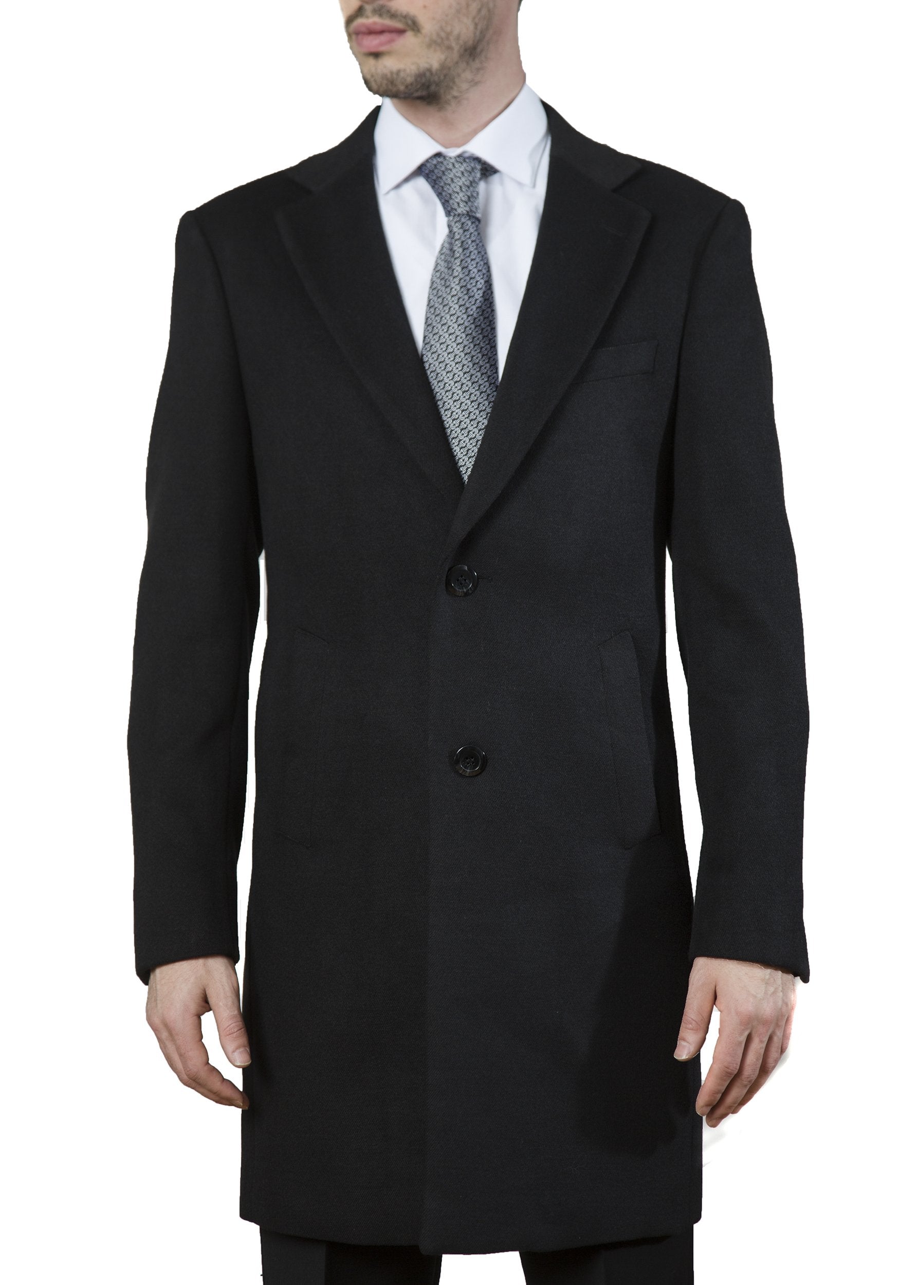 Adam Baker Men's Modern Fit 3/4 Length Overcoat Single Breasted Luxury
